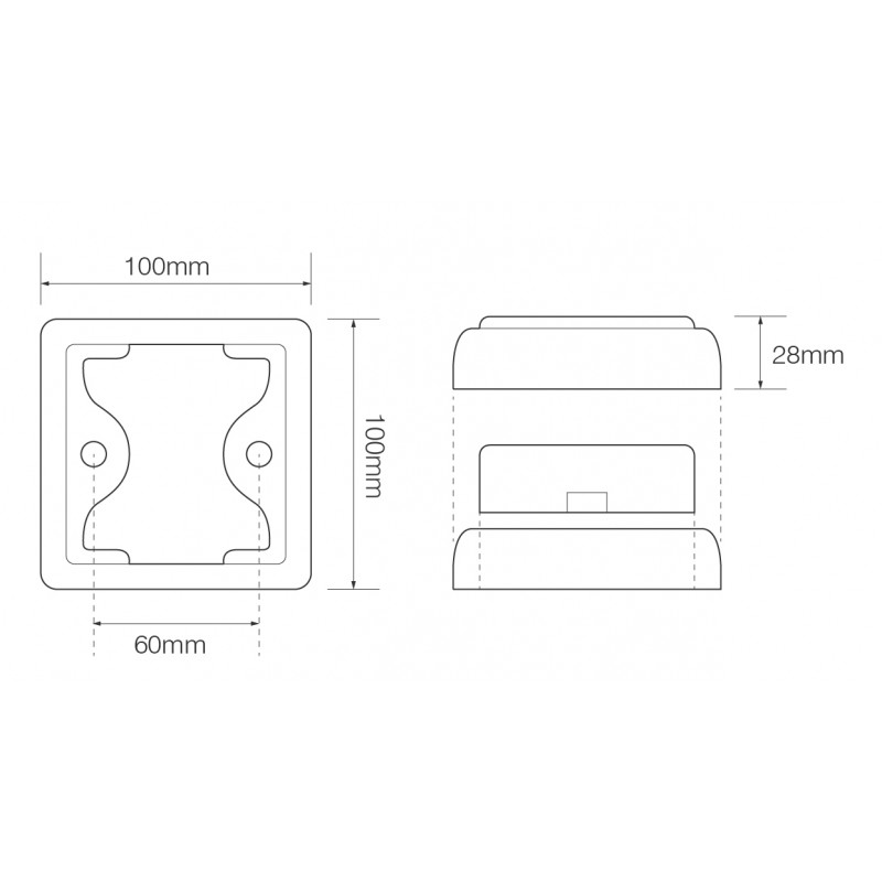 Square Stop/Tail Lamp – Black Bracket