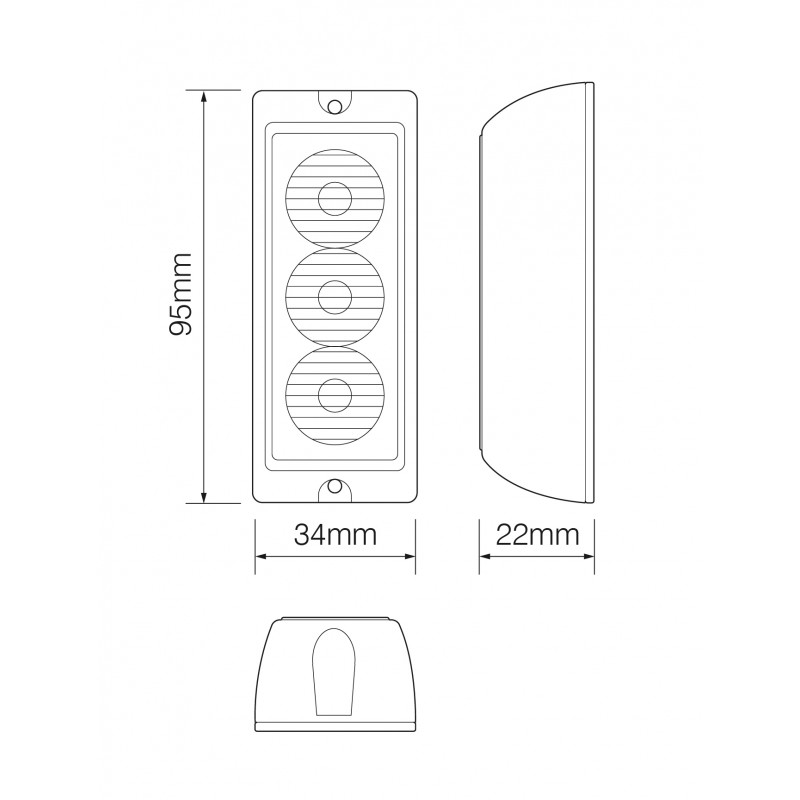 3-LED Directional Warning Lamp